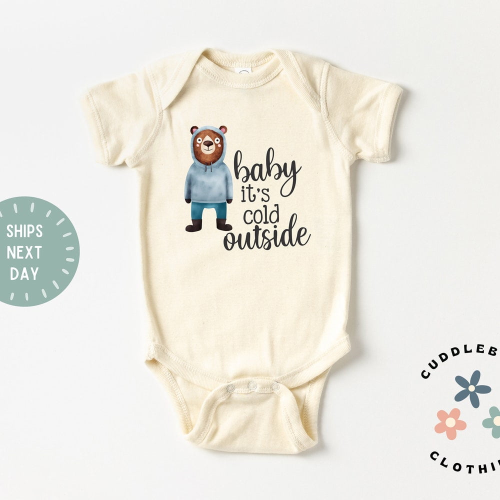 Baby It's Cold Outside Baby Bodysuit, Woodland Bear Christmas Bodysuit ...