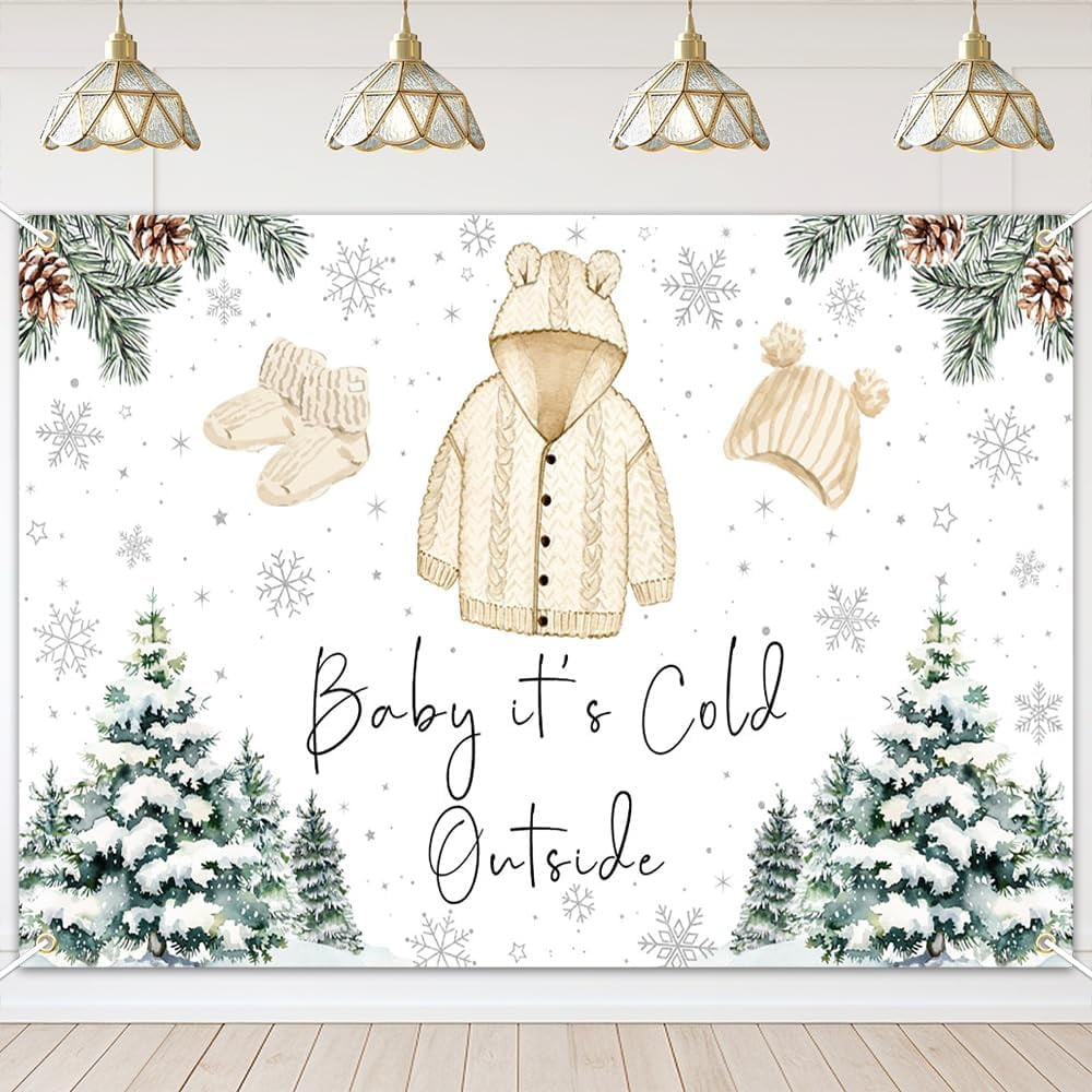 Baby It's Cold Outside Backdrop Banner Snowflake Baby Clothes Baby ...