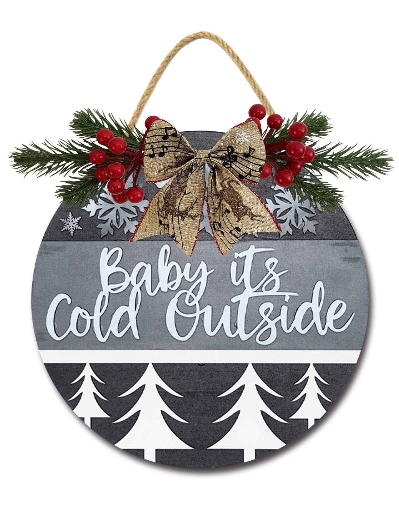 Baby It's Cold Outside Sign Front for Door Decoration, 12" Round Wood ...