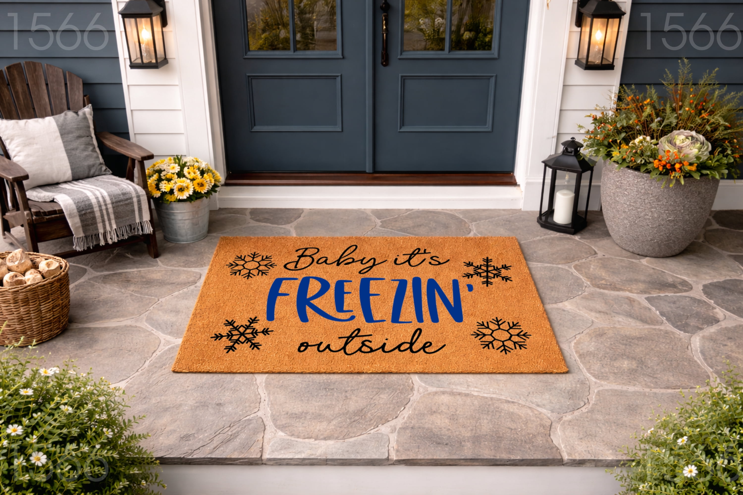 Baby Its Freezin Outside Doormat, Winter Snowflake Entryway Door Mat ...