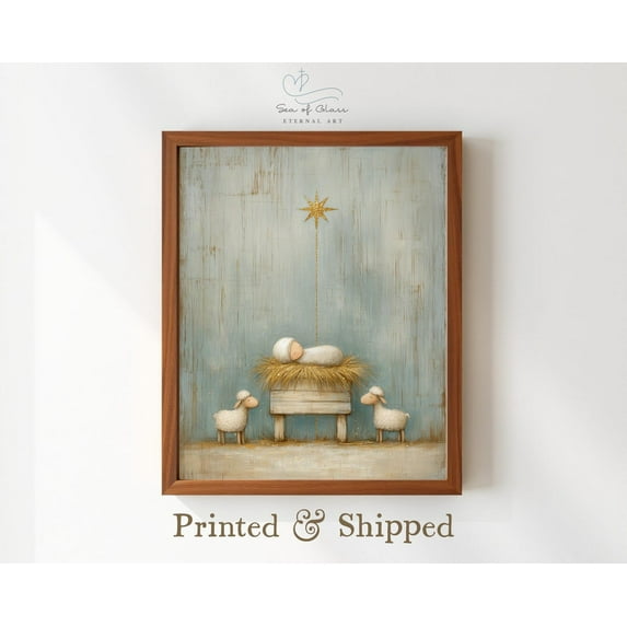 Baby Jesus Nativity Poster Farmhouse Manger Scene, Unframed Poster Size ...