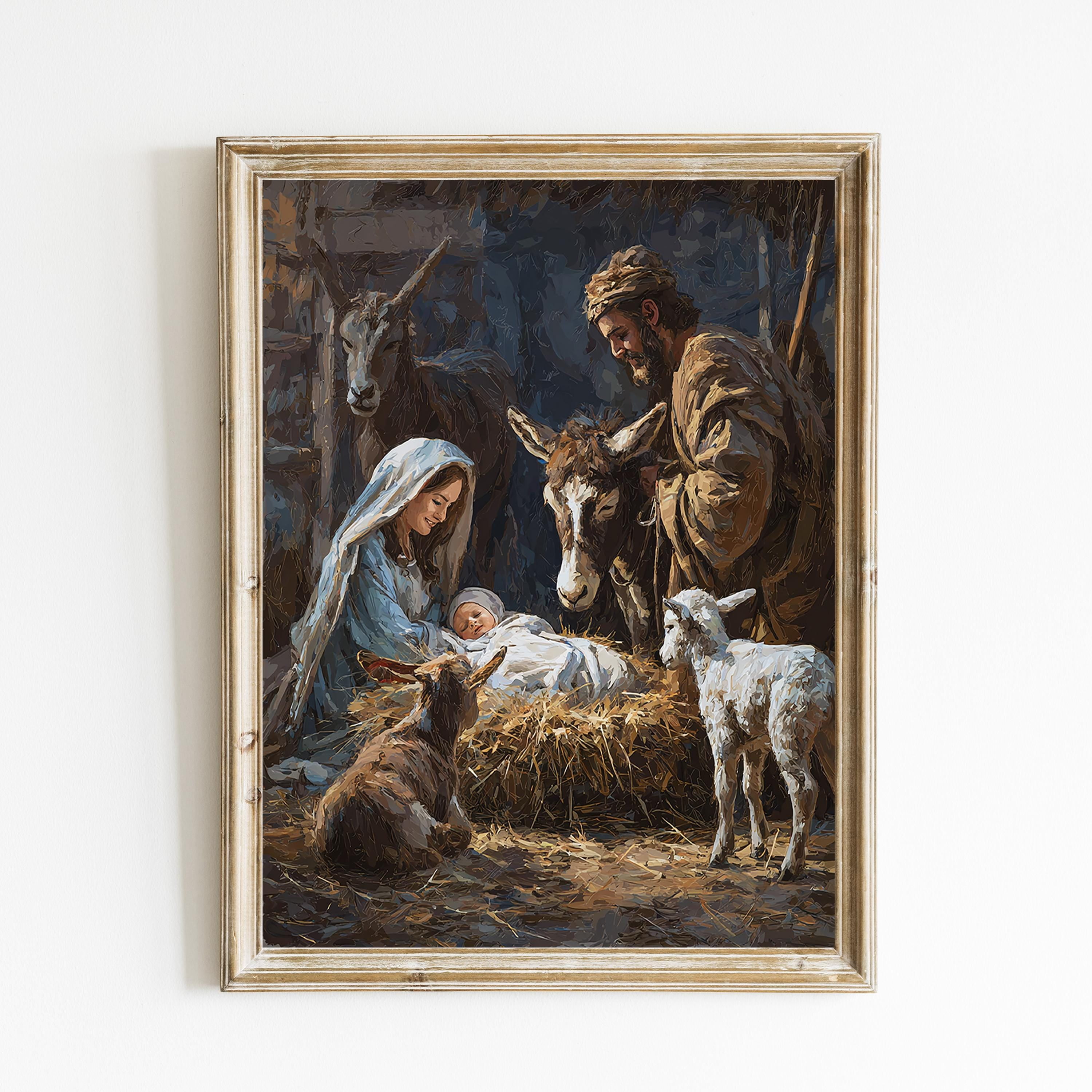 Baby Jesus Print Poster Manger Home Decor Poster Nativity Wall Art ...