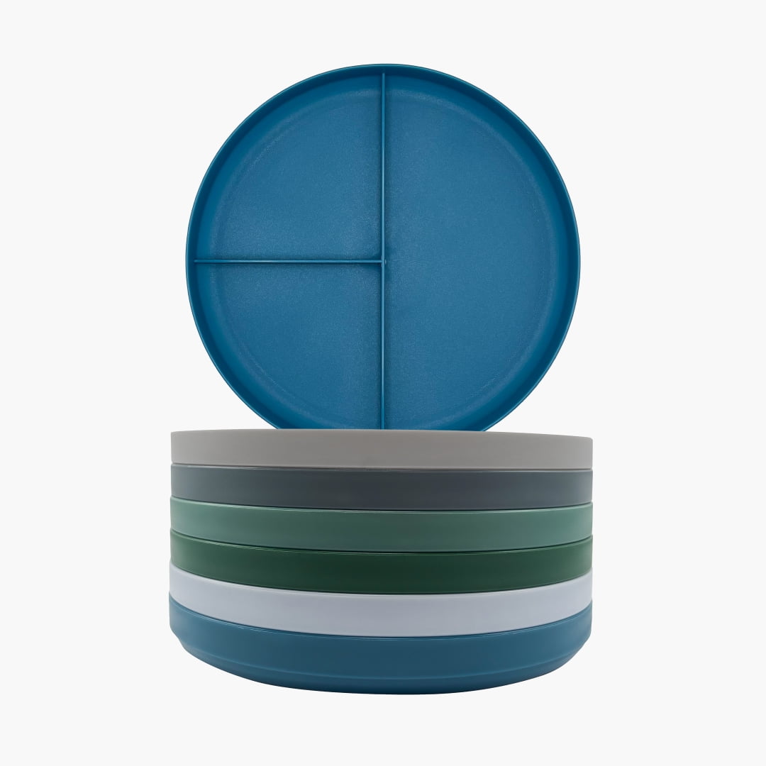 Baby Joey Kids Divided Plate Set for Boys, Blue, Green, & Grey Assorted ...