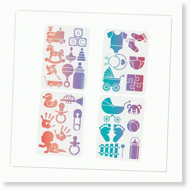 Baby Joy 4-Piece Template Set: Adorable 11.6x8.3 Inch Plastic Baby ...