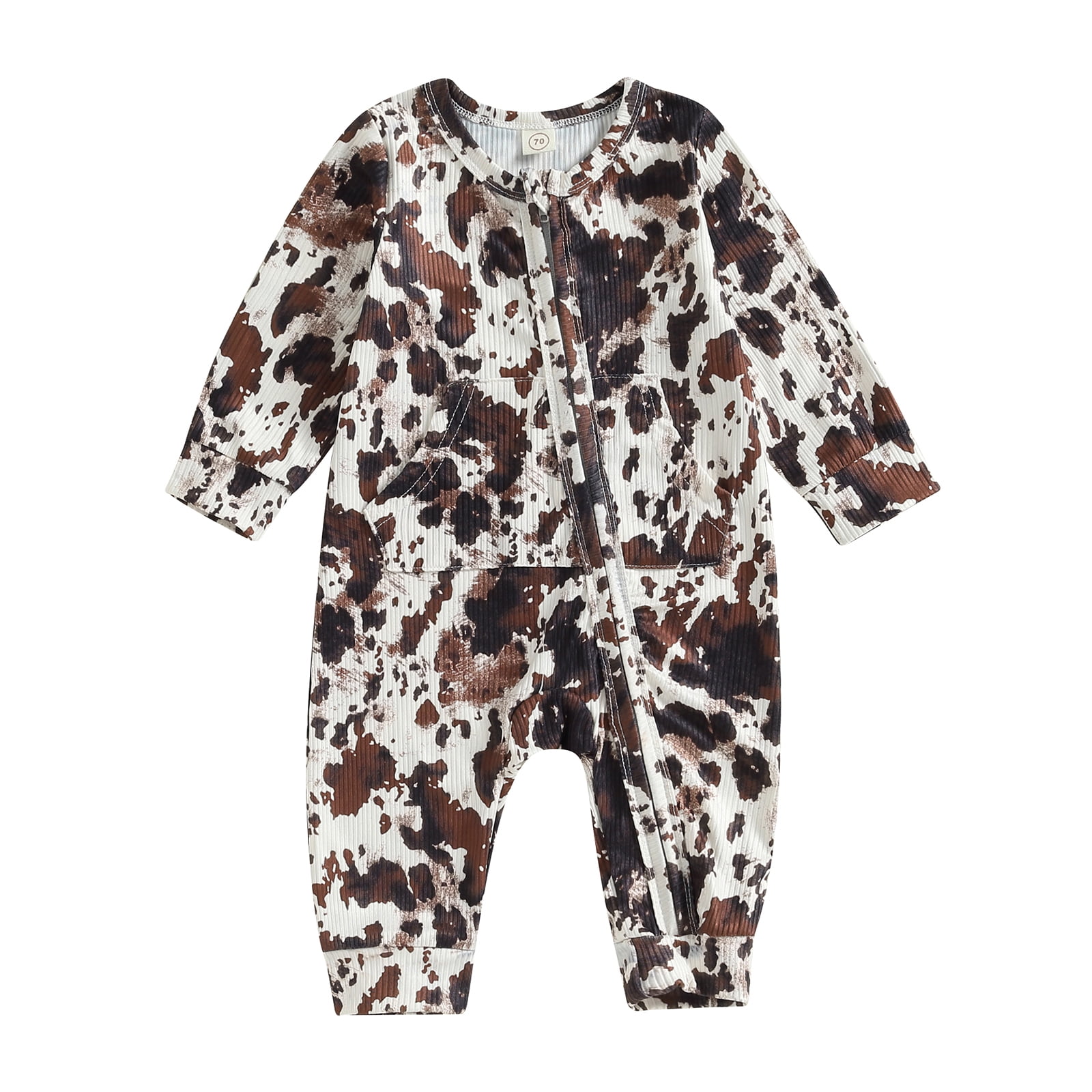 Baby Jumpsuit, 3 6 12 18M Long Sleeve Crew Neck Spots Print Zipped Fall Romper Clothes for Boys ...