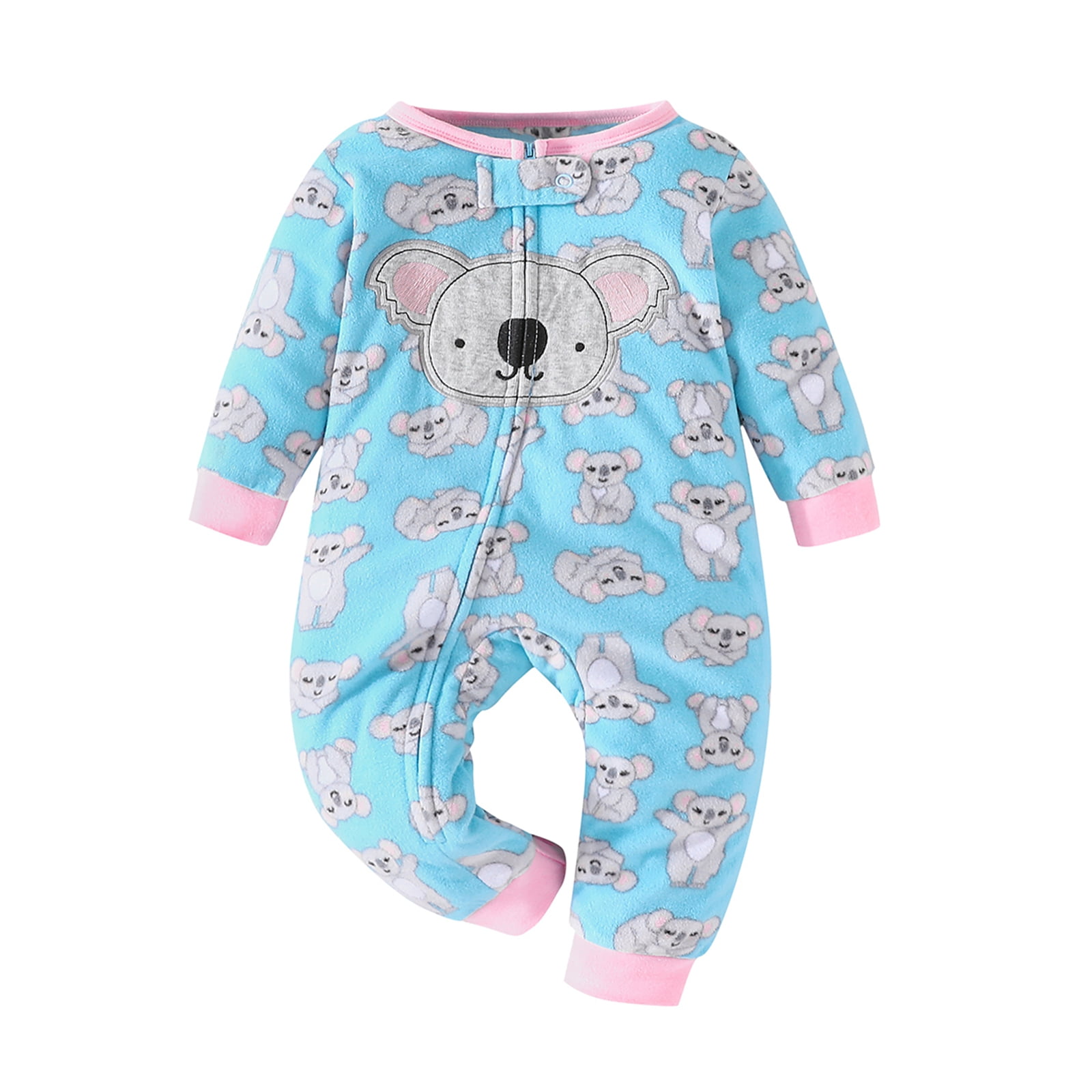 Baby Jumpsuit, Long Sleeve Crew Neck Animal Print Zip-up Fall Romper ...