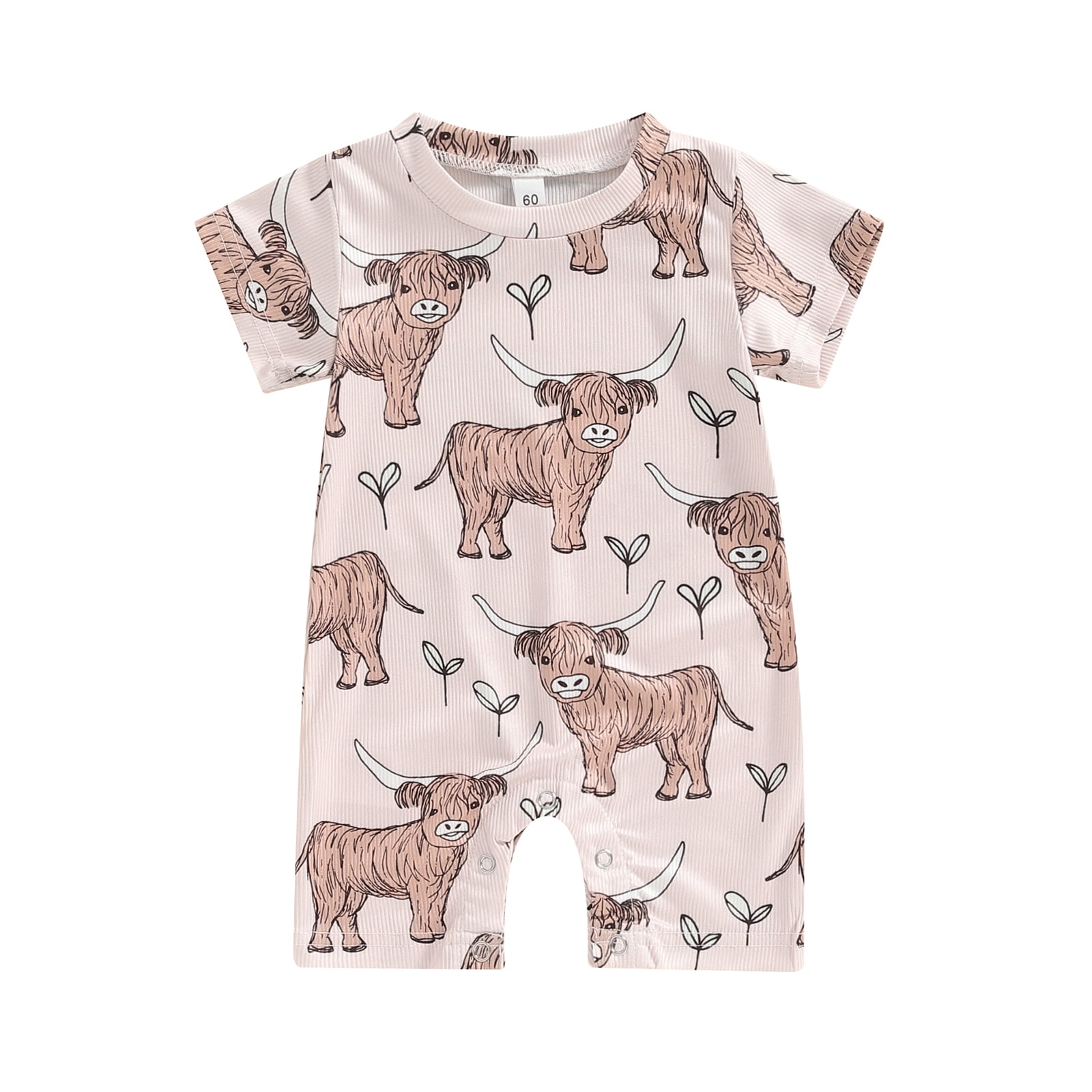 Baby Jumpsuit, Short Sleeve Crew Neck Cow Print Summer Romper Clothes ...
