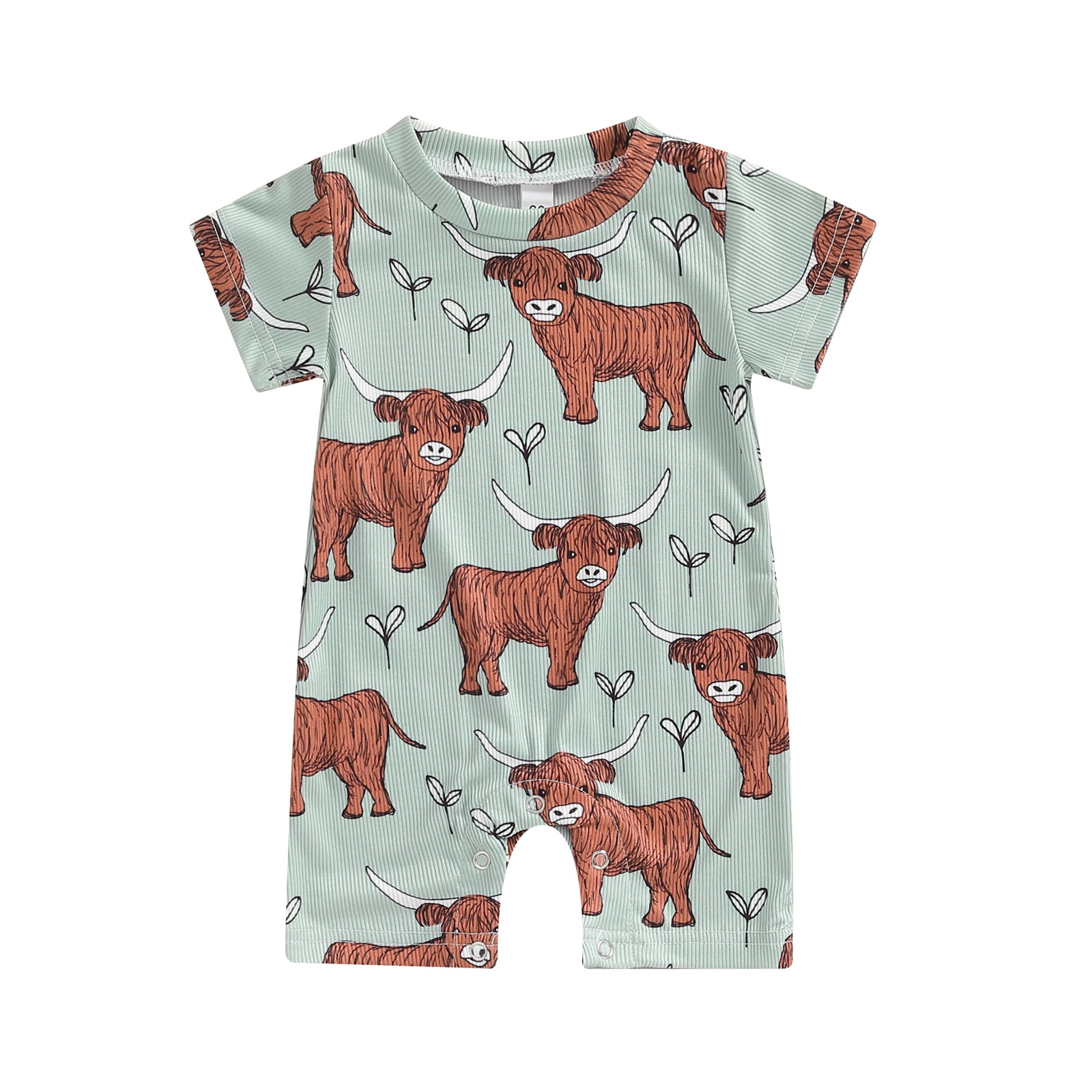 Baby Jumpsuit, Short Sleeve Crew Neck Cow Print Summer Romper Clothes ...