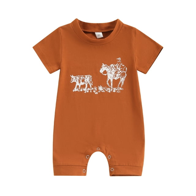 Baby Jumpsuit, Short Sleeve Crew Neck Cow Print Summer Romper Clothes for Girls Boys - Walmart.com