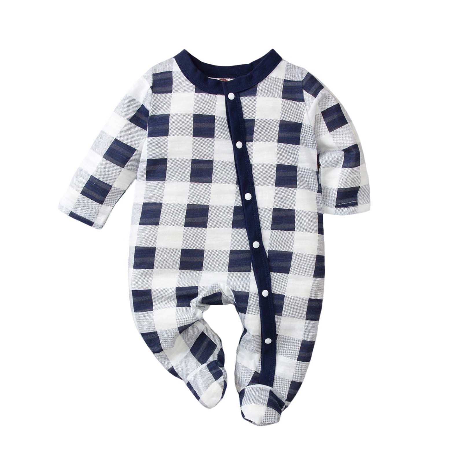 Baby Jumpsuit Unisex Boys Girls Long Sleeve Cute Romper Button Down ...