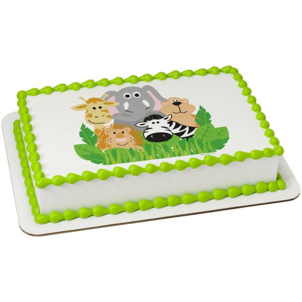 Baby Jungle Animals Baby Shower Edible Cake Topper Icing Image, (3 Inch ...