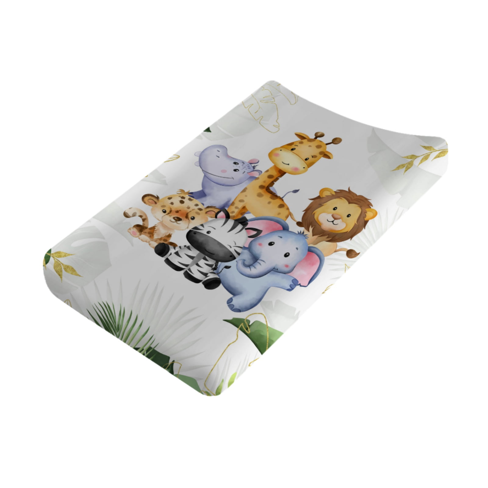 Baby Jungle Safari Animals Tropical Leaves Changing Pad Covers Lions ...