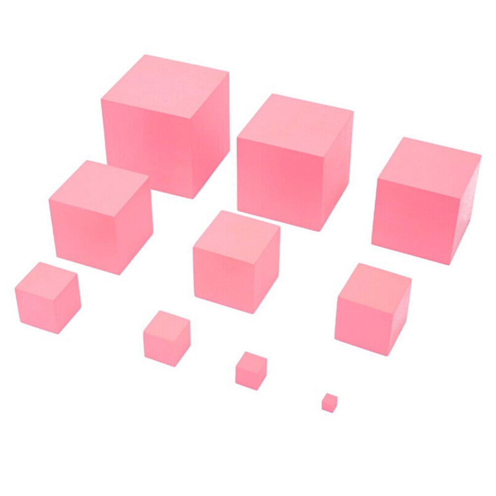 Baby Kid Wooden Montessori Pink Tower Enlightenment Dimensional Toy ...