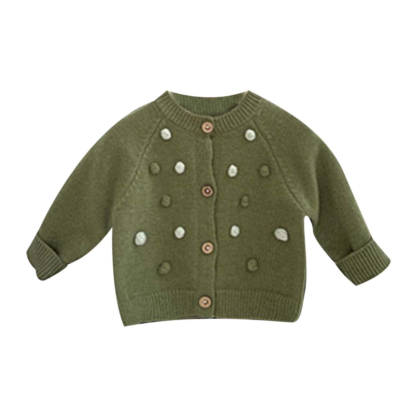 Baby Kids Girls Cardigan Long Sleeve Kid Button Sweater Girl Crew Neck ...
