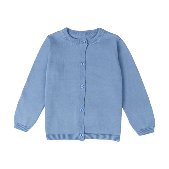 Baby Kids Girls Long Sleeve Button Cardigan Sweater Crew Neck Knitwear ...