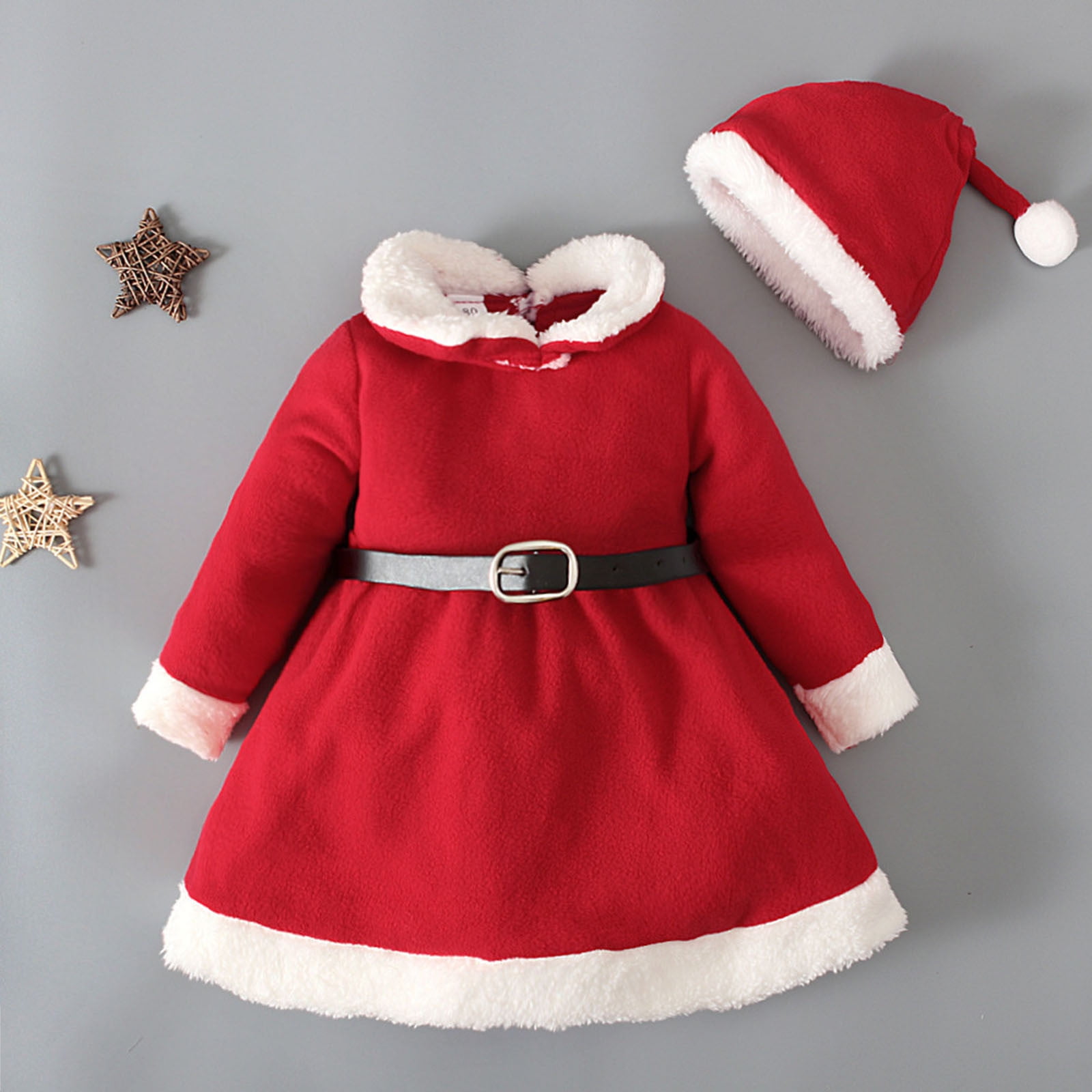 Baby Kids Girls Thick Warm Dress Casual Clothes Hat Girls Short Sleeve ...