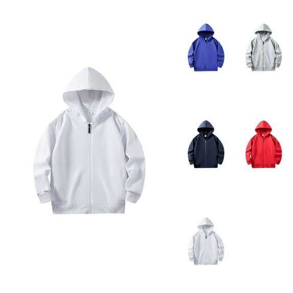 Baby Kids Long Sleeve Solid Color Zipper Hoodies Sweatshirts Top ...