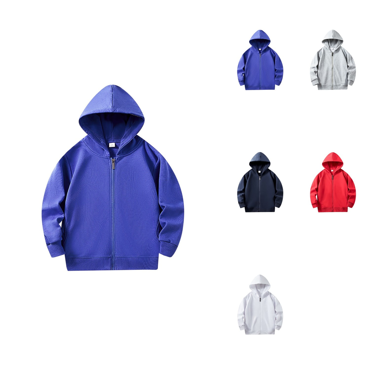 Baby Kids Long Sleeve Solid Color Zipper Hoodies Sweatshirts Top ...