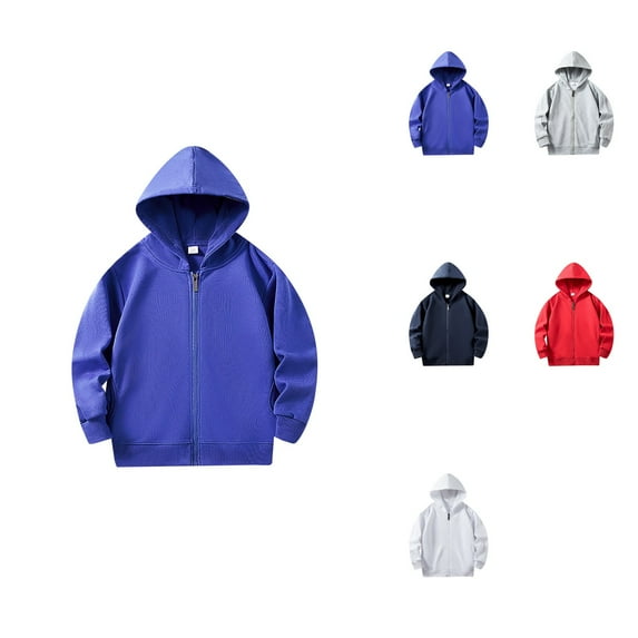 Baby Kids Long Sleeve Solid Color Zipper Hoodies Sweatshirts Top ...