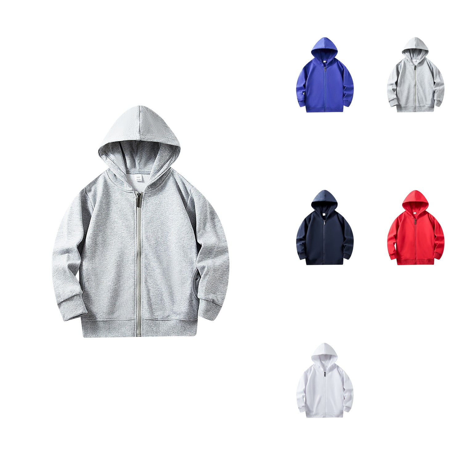 Baby Kids Long Sleeve Solid Color Zipper Hoodies Sweatshirts Top ...