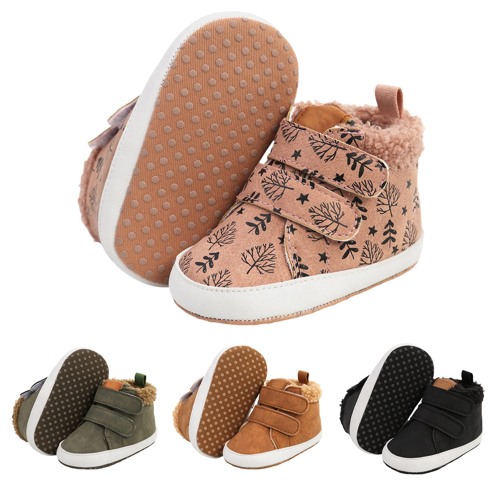 Baby Kids Non-Skid Indoor High-Top Leaf Designs Walking Shoes ...