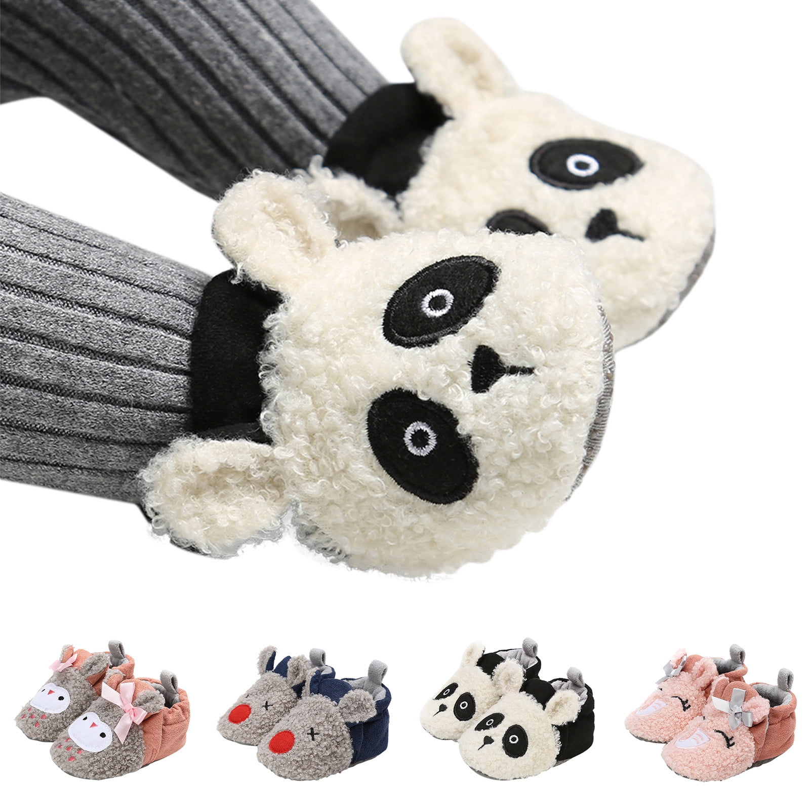 Baby Kids Non-Skid Indoor Panda Walking Shoes Breathable Warm Elastic ...