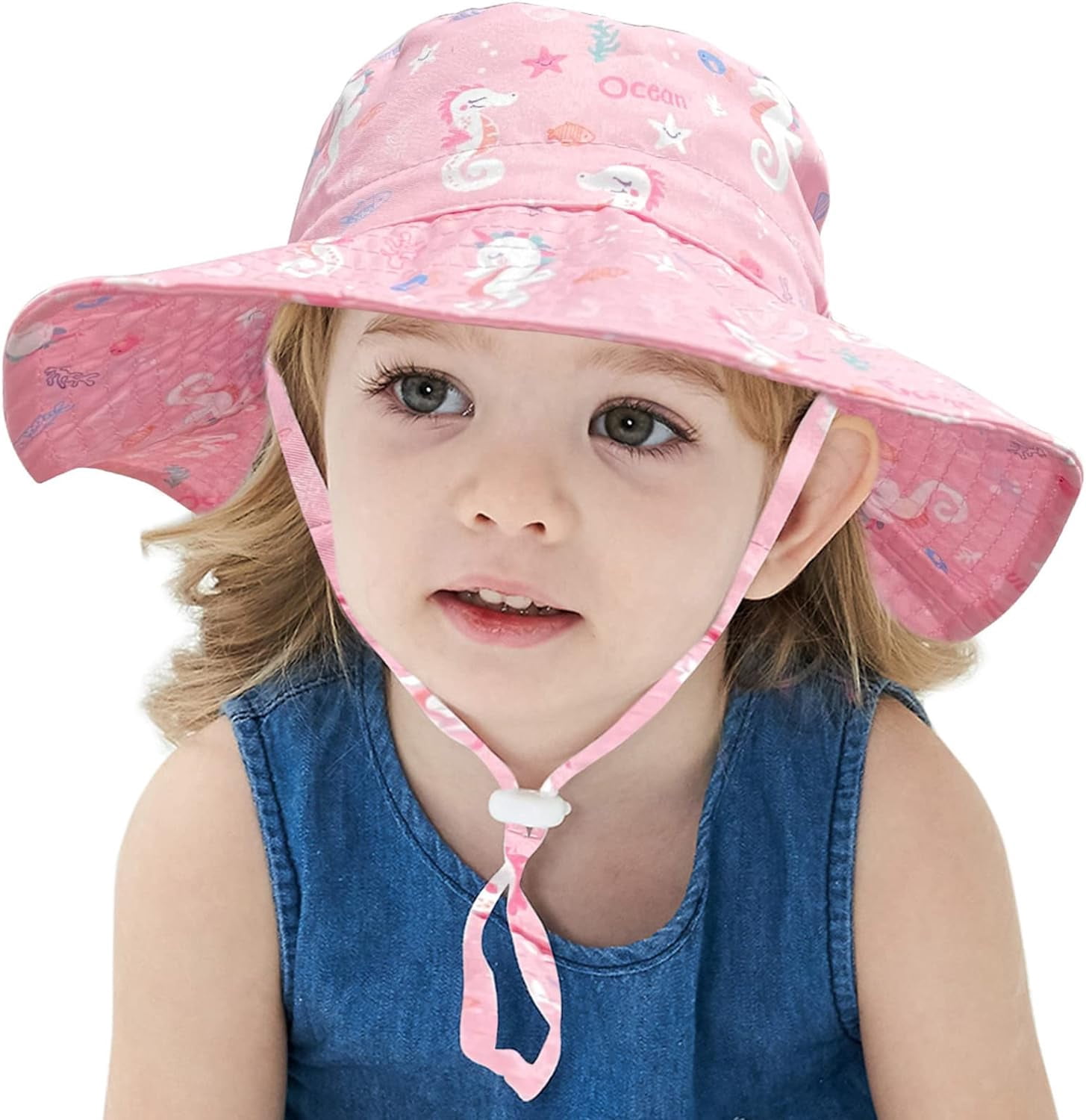 Baby Kids Printed Sun Hat Wide Brim UPF 50+ UV Protection Bucket Hat ...