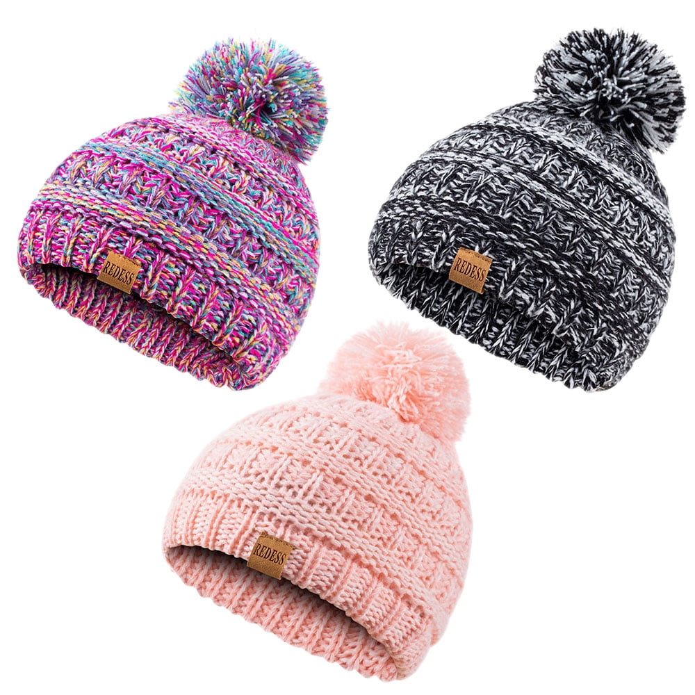 Baby Kids Winter Warm Hats, Infant Toddler Children Pom Pom Beanie Knit ...