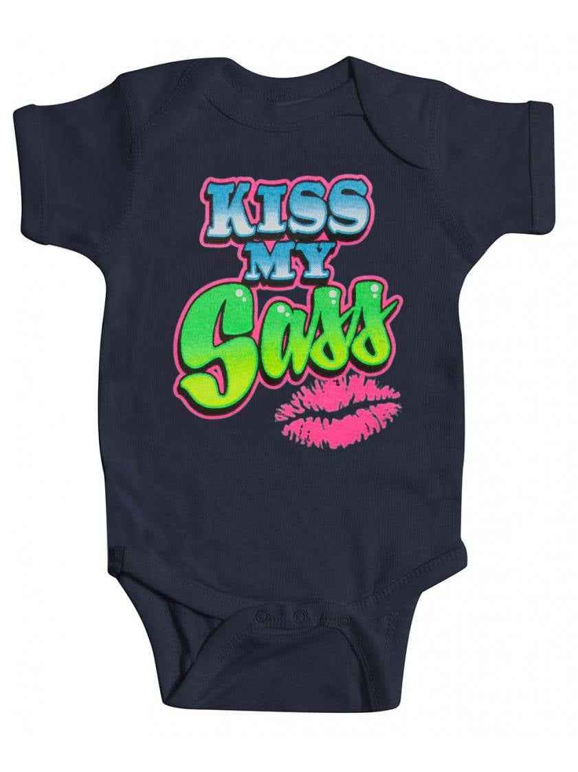 Baby "Kiss My Sass" Bodysuit - Navy - 6M - Walmart.com