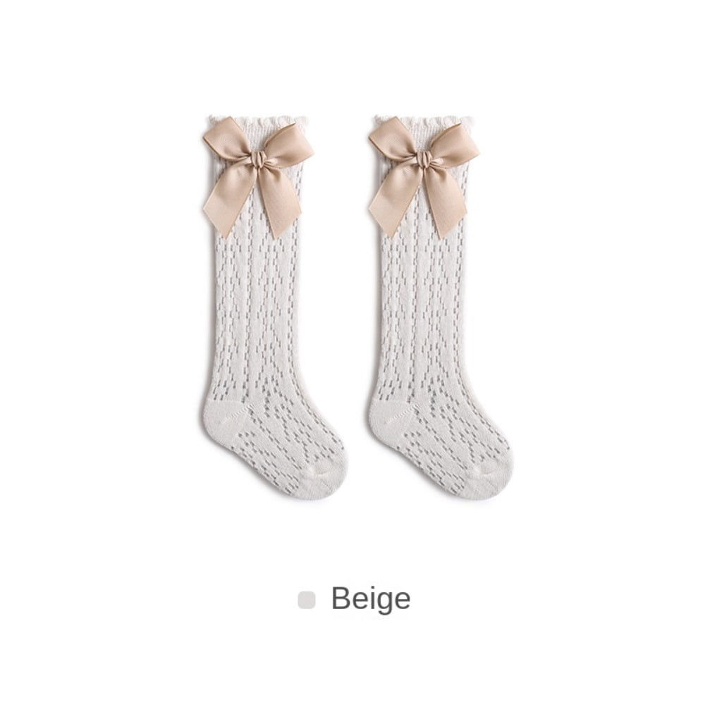 Baby Knee High Socks Kids Girls Boys Bow Long Sock Soft Cotton Mesh Breathable Children Hollow ...