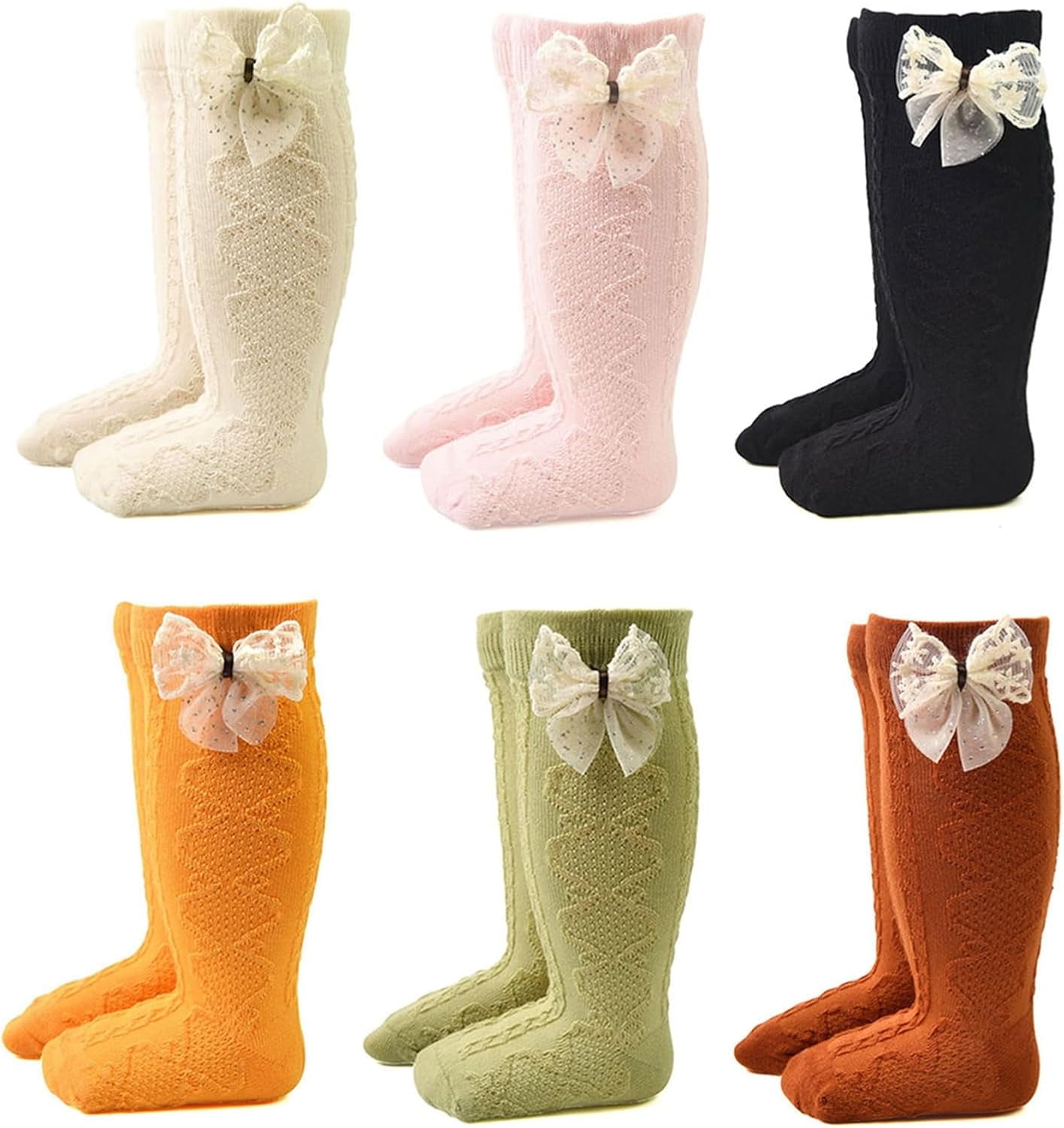 Baby Knee High Socks Toddlers Bow Ruffled Cotton School Uniform Knee ...