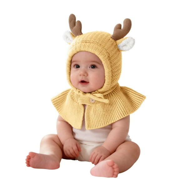 Baby Knit Hat Scarf And Shawl Set Winter Warm Cap With Neck Cover For ...
