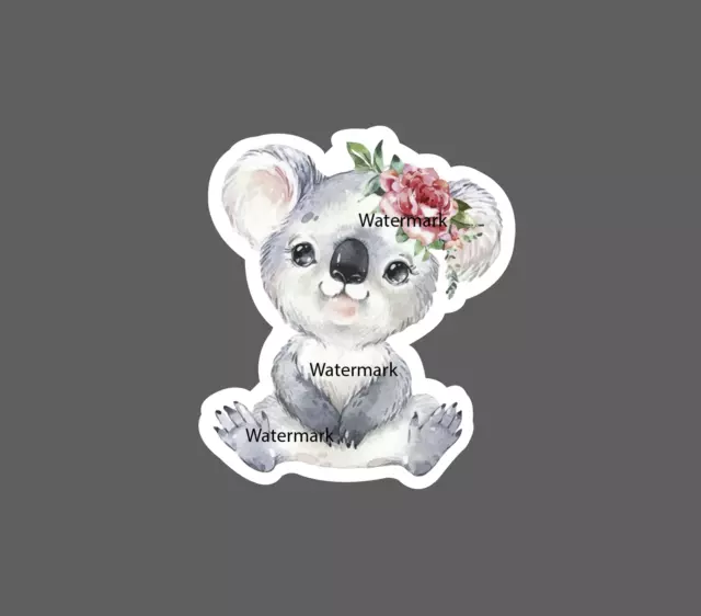 Baby Koala Sticker Cute Flowers Sticker Phone Decal Water Bottle ...
