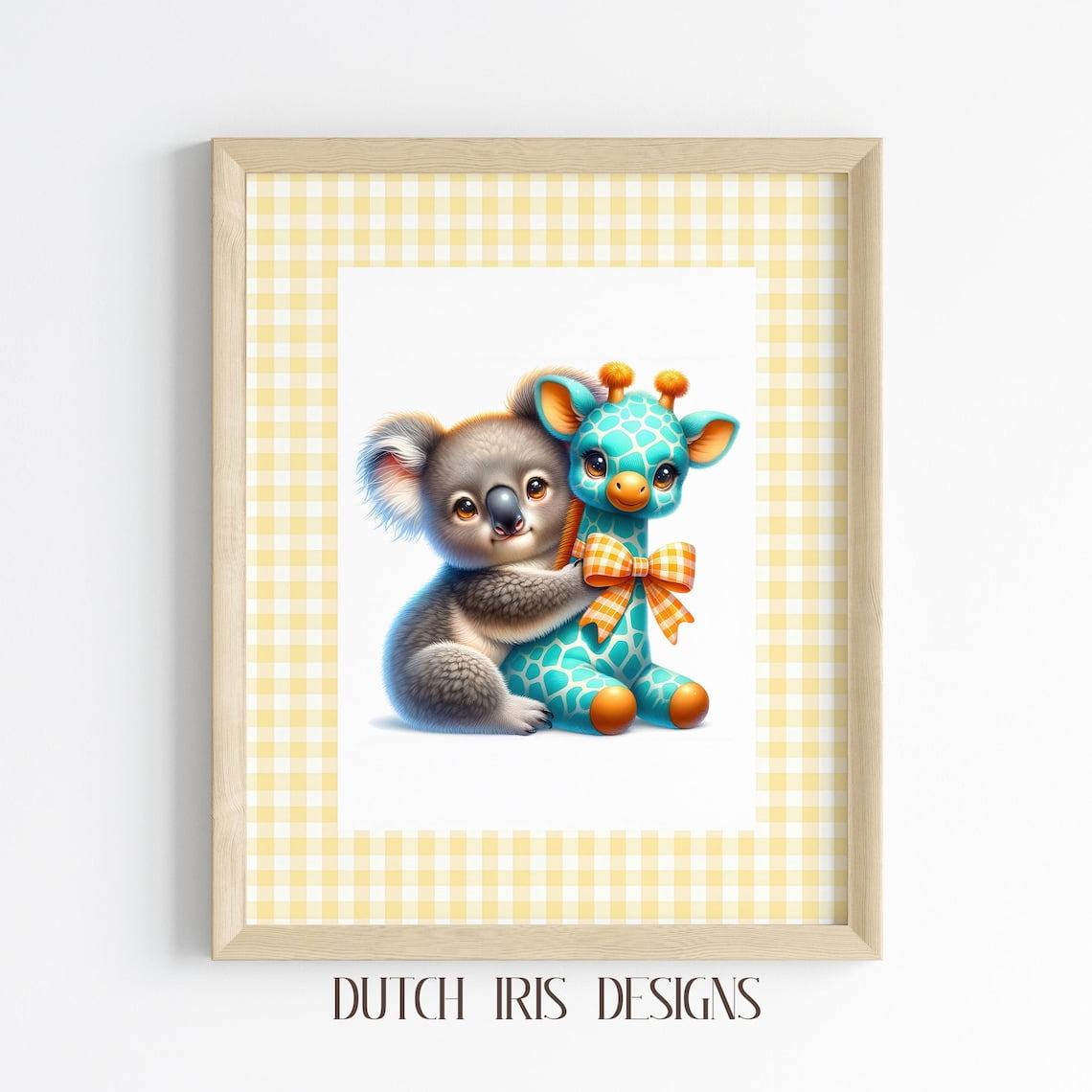 Baby Koala With Toy Giraffe, Nursery Wall Art, Sweet Animal Illustration, Pastel Colors, Cozy ...