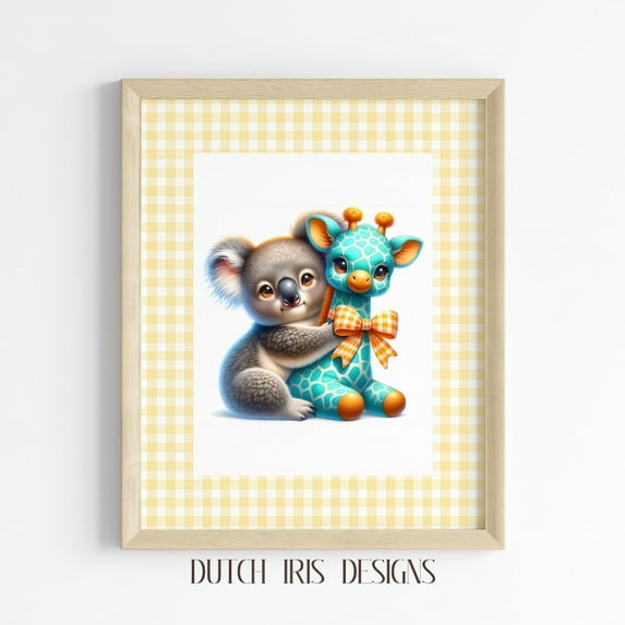 Baby Koala With Toy Giraffe, Nursery Wall Art, Sweet Animal ...