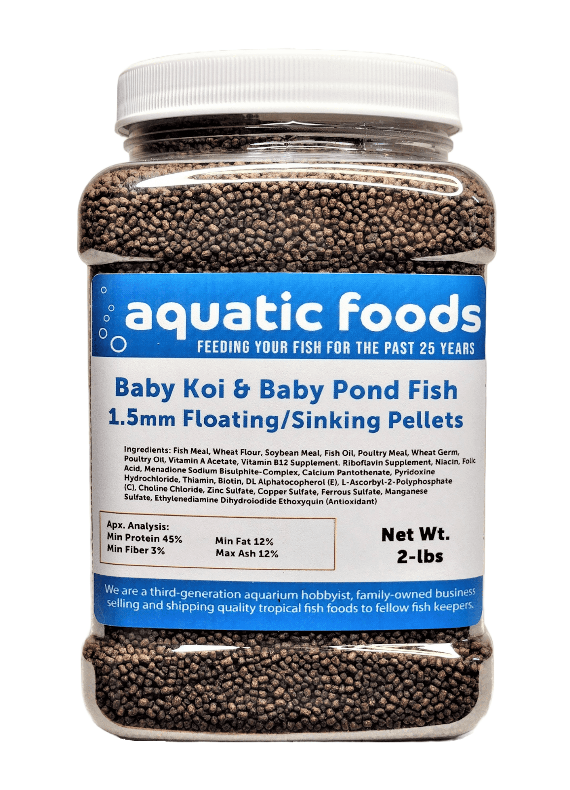 Baby Koi & Baby Pond Fish Pellets, 45% Protein 1.5mm Floating/Sinking ...