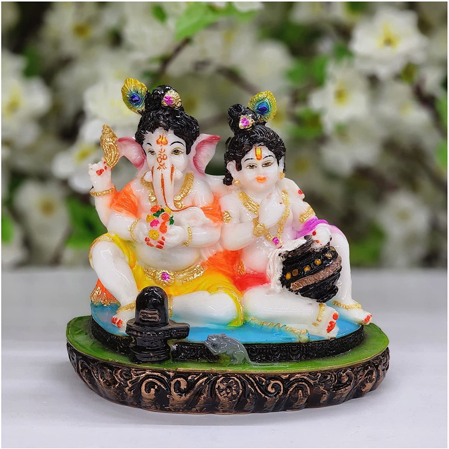 Baby Krishna with Ganesha Statue for Showpiece Indian Home Decor Good ...