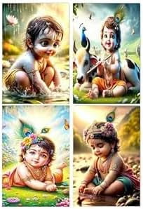Baby Krishna, Laddu Gopal JI, 4 PCS, Little Bal Gopal Baby God Krishna ...
