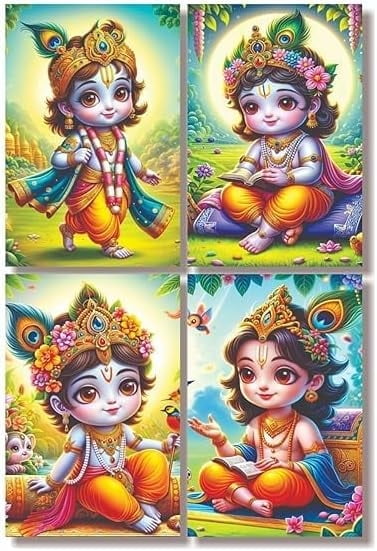 Baby Krishna, Laddu Gopal JI, 4 PCS, Little Bal Gopal Baby God Krishna ...