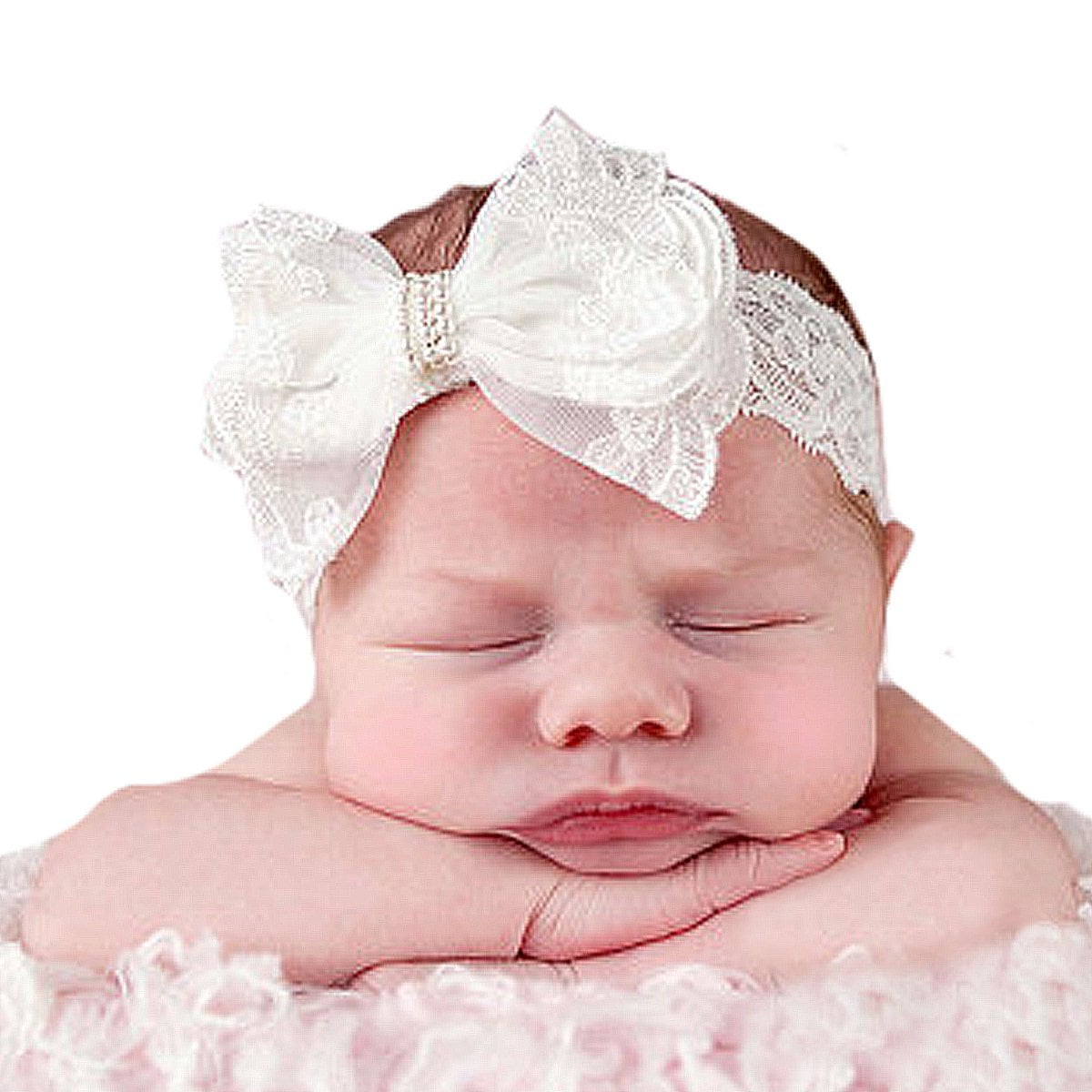 Baby Lace Headbands Big Bows Hairbands Hair Bows Elastics for Baby ...