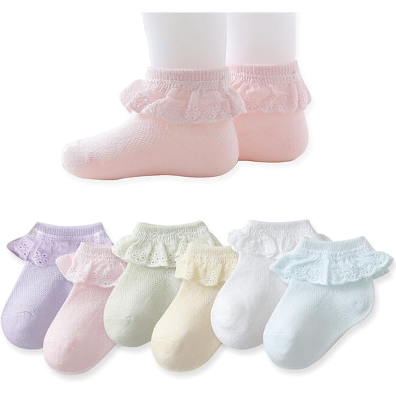 Baby Lace Socks Newborn Girl Eyelet Ruffle Socks Infant Toddler Dress ...