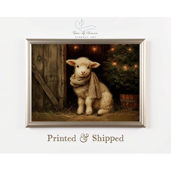 Baby Lamb Wall Art Poster, Rustic Farmhouse Print Poster, Winter Style ...