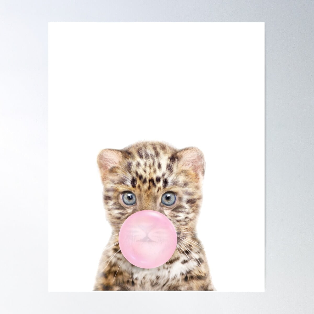 Baby Leopard Blowing Bubble Gum By Zouzounio Art Poster Wall Art ...