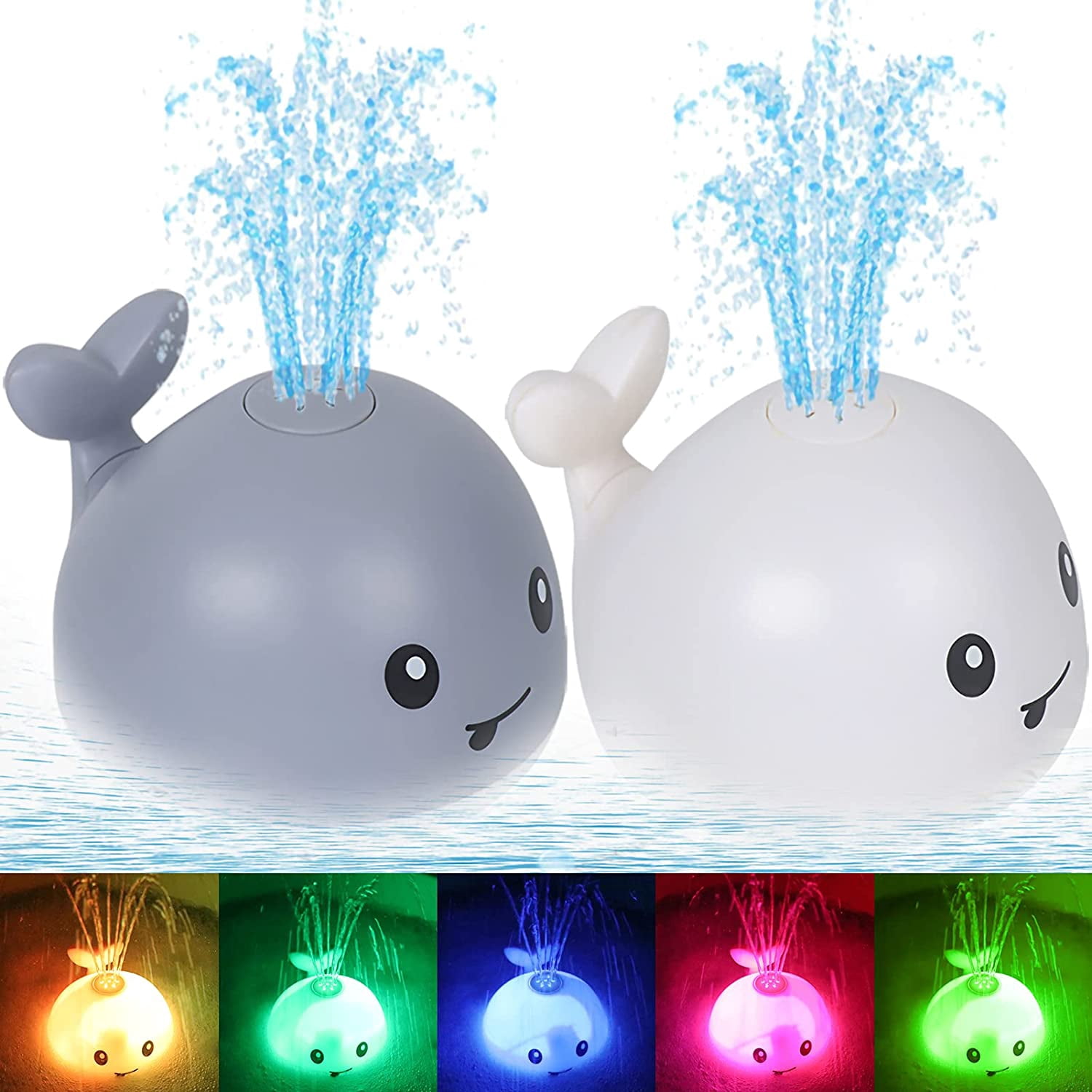 Baby Light Up Bath Toys for Kids （2pcs） Whale Bath Toy Sprinkler ...