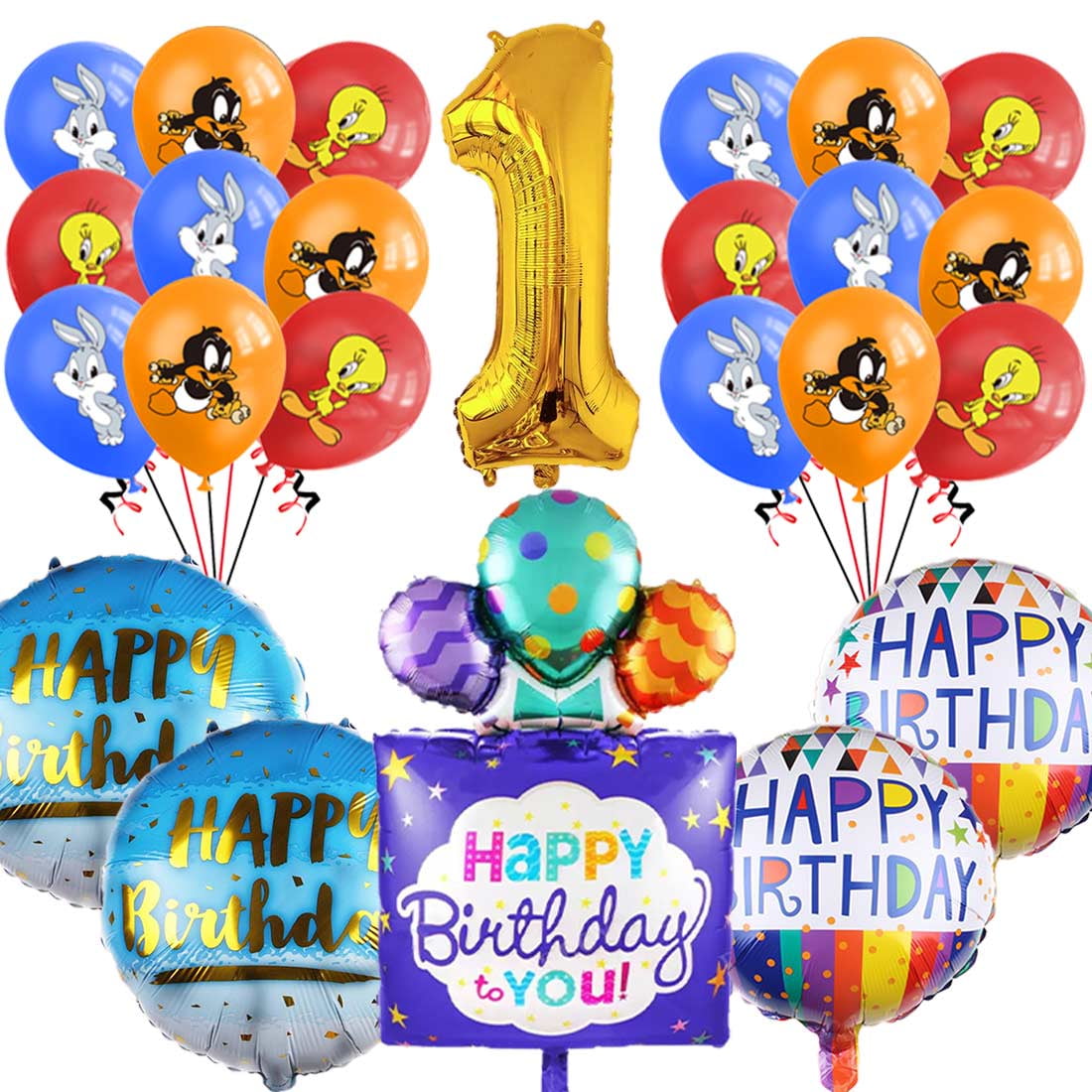 Baby Looney Tunes Balloons Party Supplies 1st Big Number Decorations Decor Kit Birthday ...