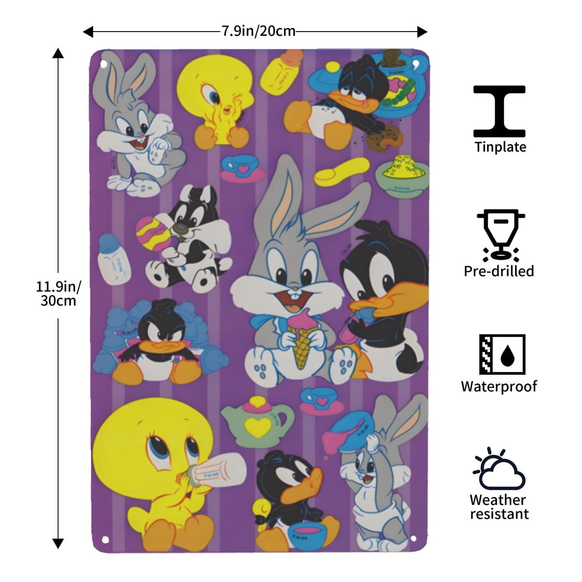 Baby Looney Tunes-themed Tin Painting tin artwork, 8×12 in (20×30 cm ...