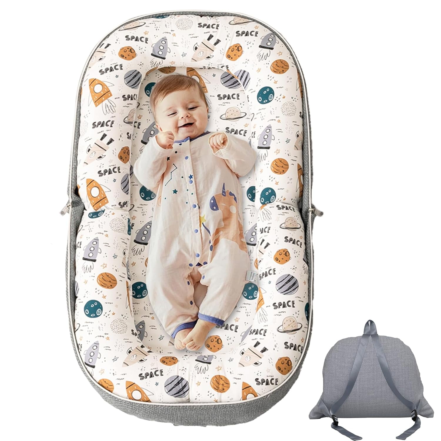 Baby Lounger, Foldable Infant Nest Pillow with Soft Memory Foam Mat ...