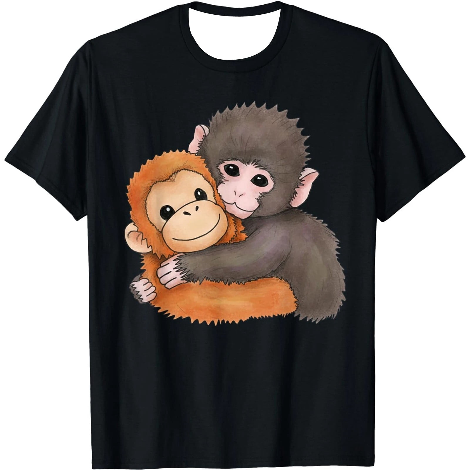 Baby Macaque Punch Hugging Plush Shirts Cute Monkey Punching Graphic ...
