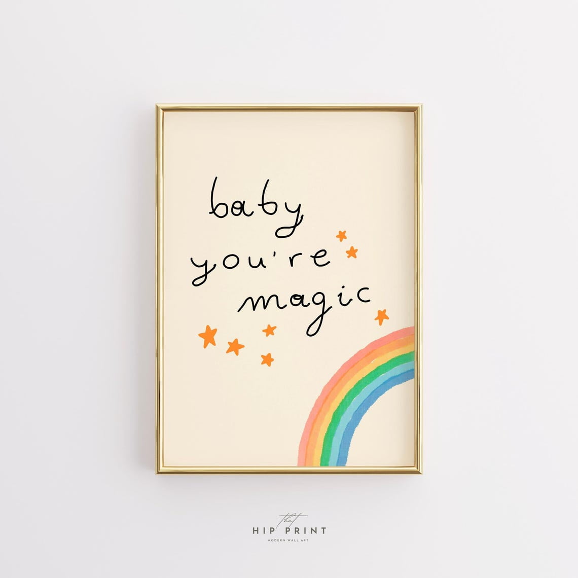 Baby You'Re Magic Print, Rainbow Nursery Wall Art, Positive Quote For ...
