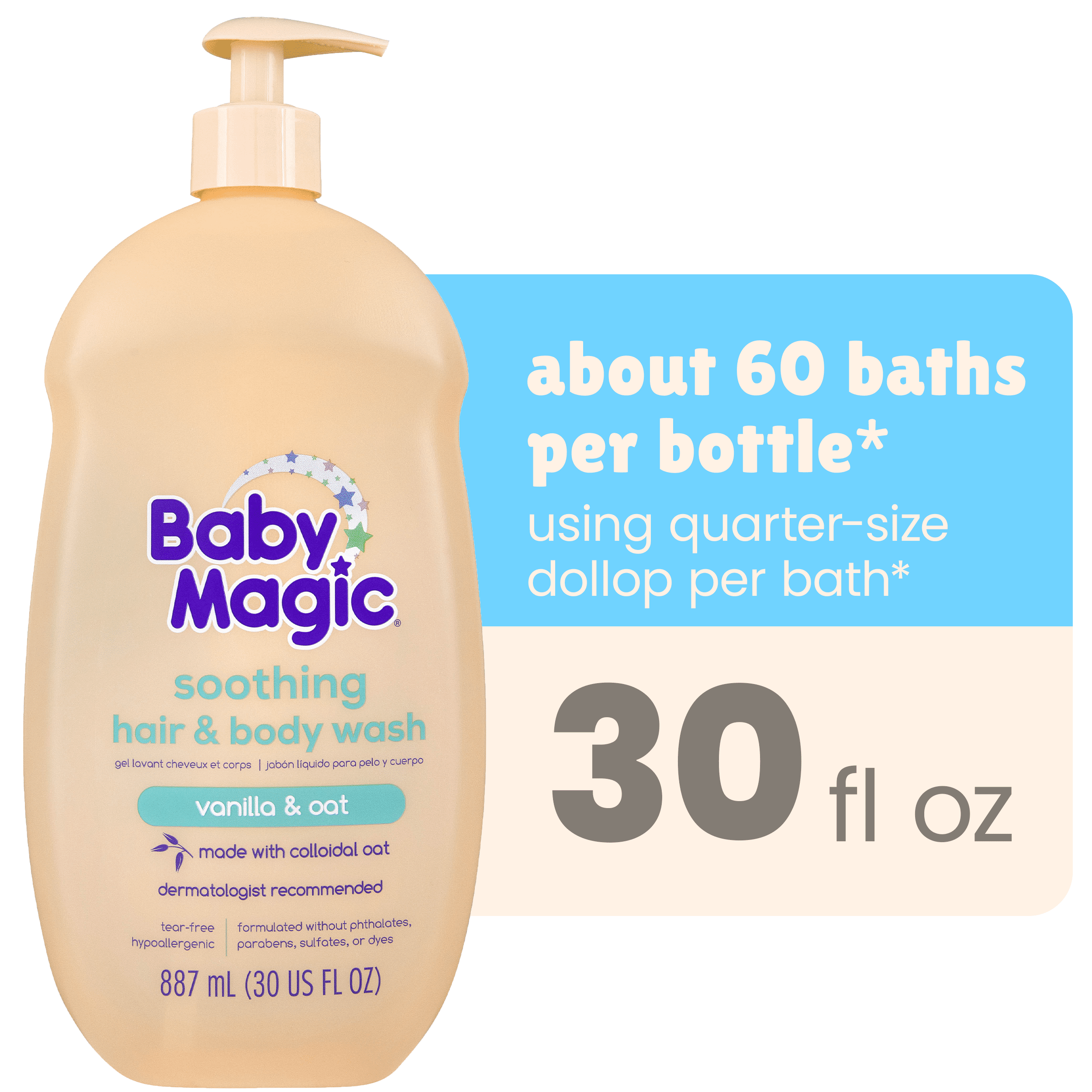 Baby Magic Soothing Hair & Body Wash for Children, Vanilla & Oat, 30 fl ...